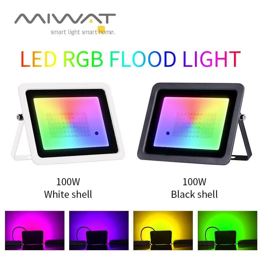 RGB Flood Light 100W 50W 30W 20W IP68 Waterproof LED Spotlight 110V ...