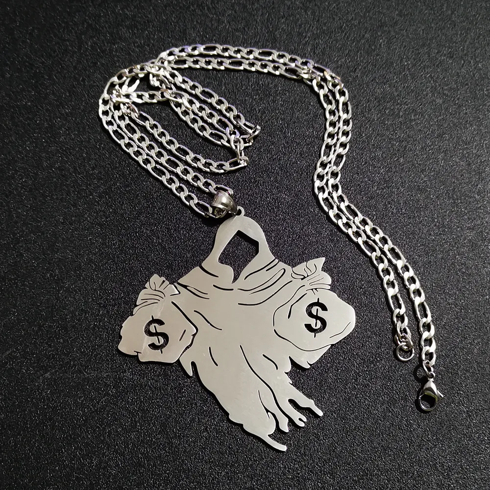 Large 3-inch Tall Stainless Steel ICP Pendant Necklace with 26-inch ...