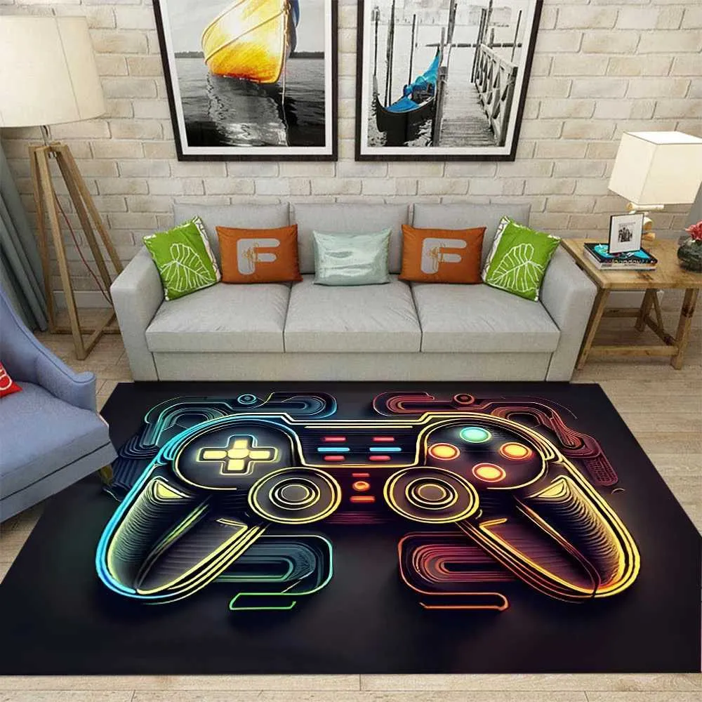 Gaming Rug for Boy Room 100% Acrylic Stripe Carpet for Game Room ...