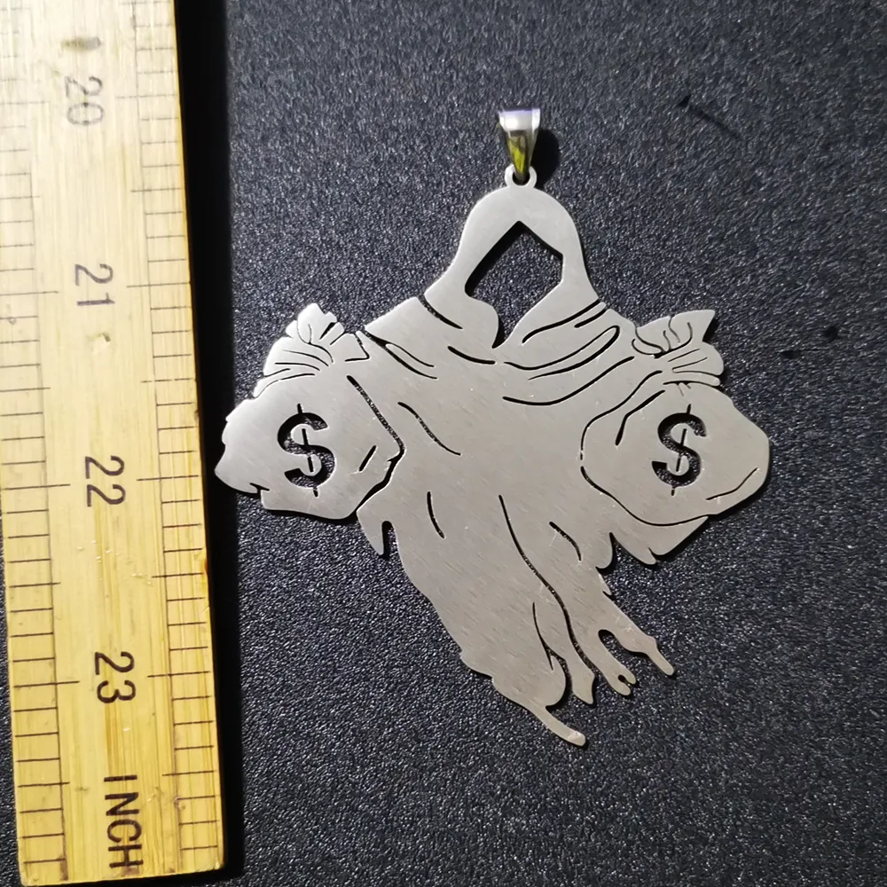 Large 3-inch Tall Stainless Steel ICP Pendant Necklace with 26-inch ...