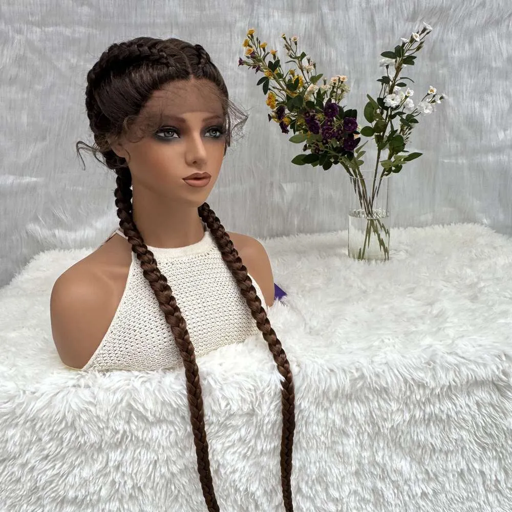 Box Braided Lace Wig with French Lace Base, 180% Density, 8 in Straight ...