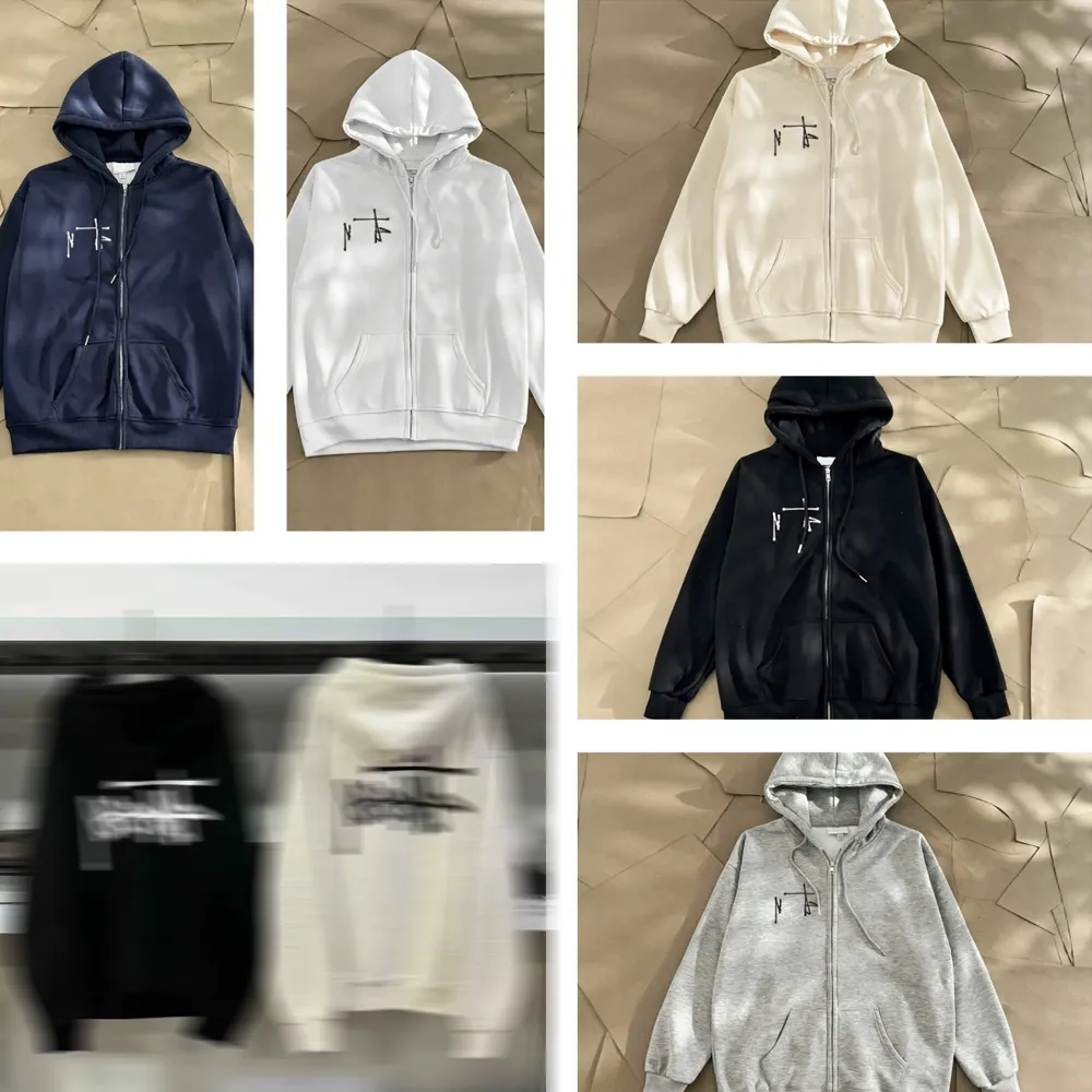 Harajuku Cotton Lightweight Zip Up Hoodie With Letter Printing For Men ...