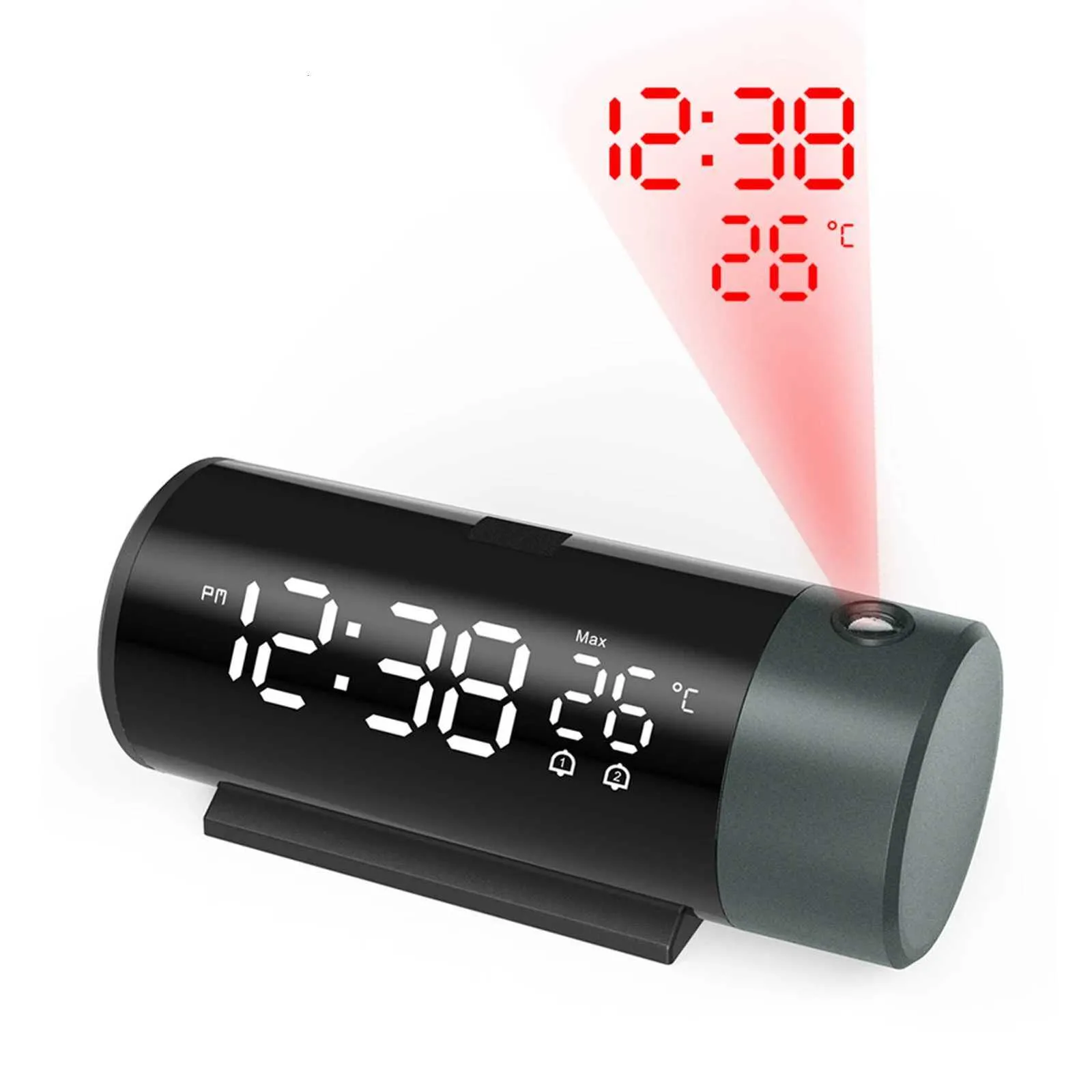 Projection Digital Alarm Clock with 180-Degree Rotatable Projector and ...