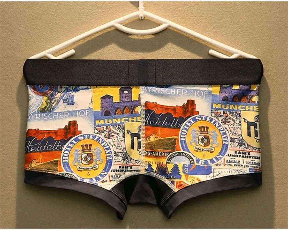 Mens Boxer Shorts Denim Knit Mid-Rise Fit Animal Print Breathable ...