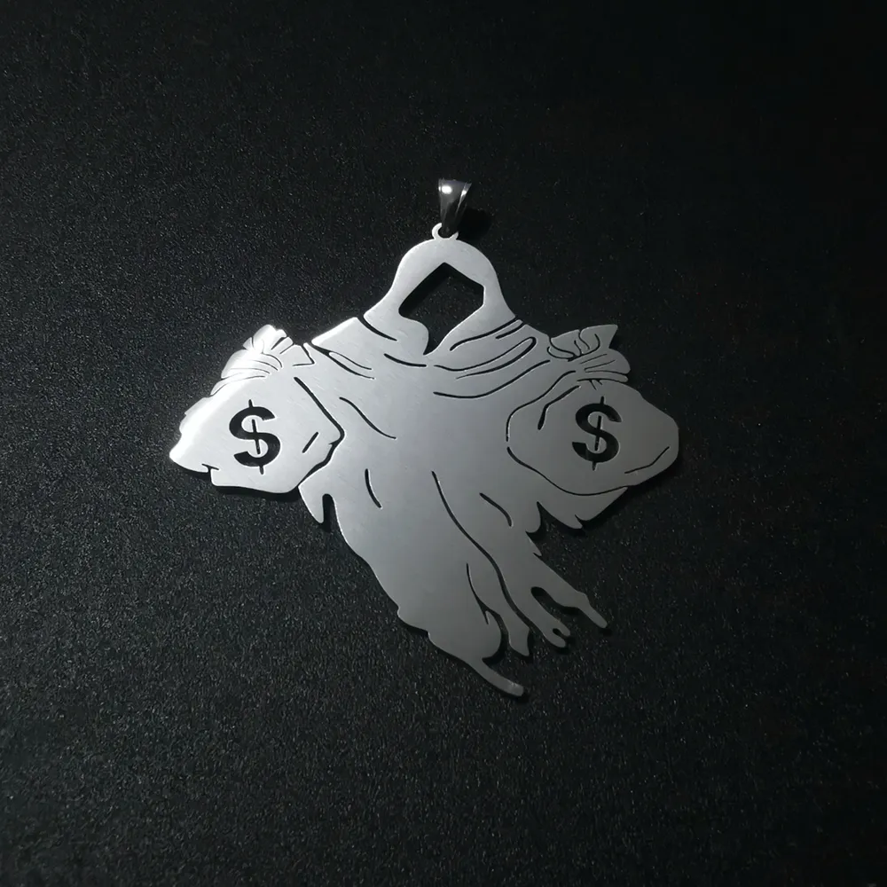Large 3-inch Tall Stainless Steel ICP Pendant Necklace with 26-inch ...