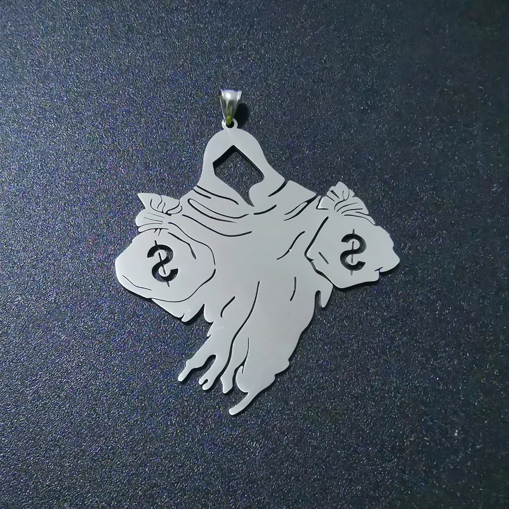 Large 3-inch Tall Stainless Steel ICP Pendant Necklace with 26-inch ...