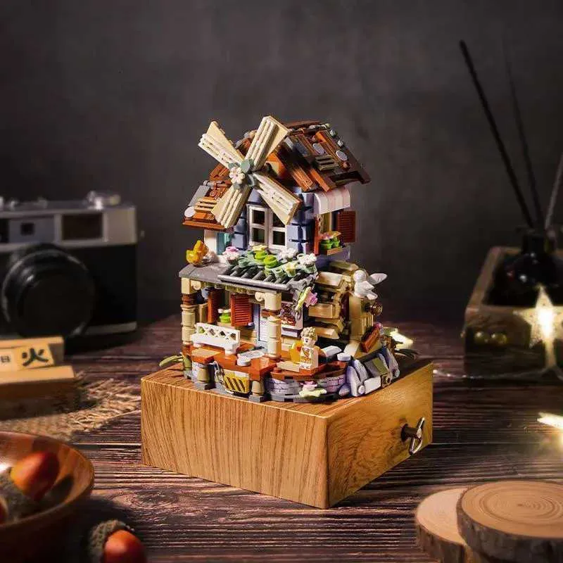 LOZ 1239 Wooden Mini Windmill Music Box Toy for Kids Girls Boys Gift ...