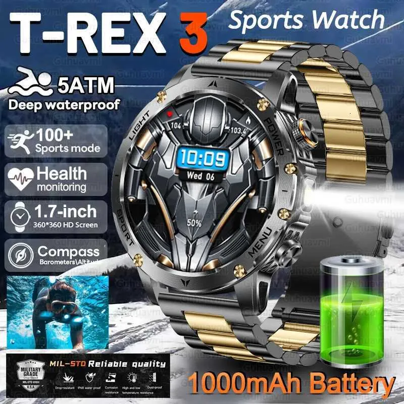 T Rex 3 Military Grade Smartwatch 1000mAh Battery, 5ATM Waterproof, GPS ...