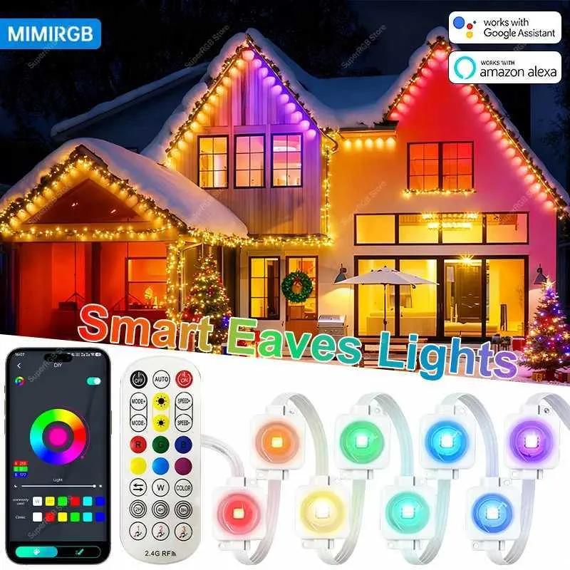 Permanent Outdoor Lights 100FT Smart RGBIC LED String IP67 Waterproof ...
