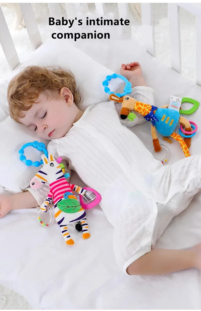 Baby Rattles Soft Giraffe Infant Crib Bed Stroller Spiral Handle Toys ...