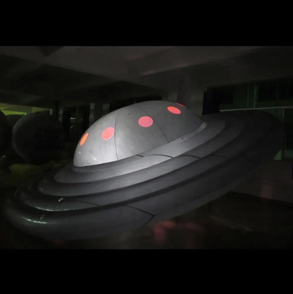 Grey Giant Inflatable UFO Balloon With LED Lights PU Airtight Flying ...