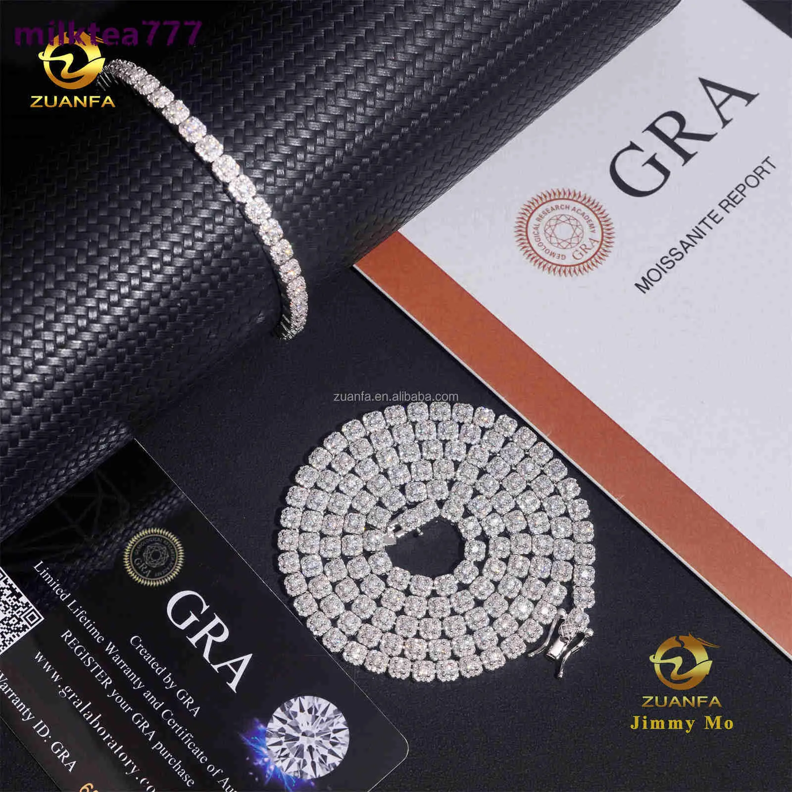 Moissanite Cluster Necklace 4mm Round Brilliant Cut 925 Solid Silver ...