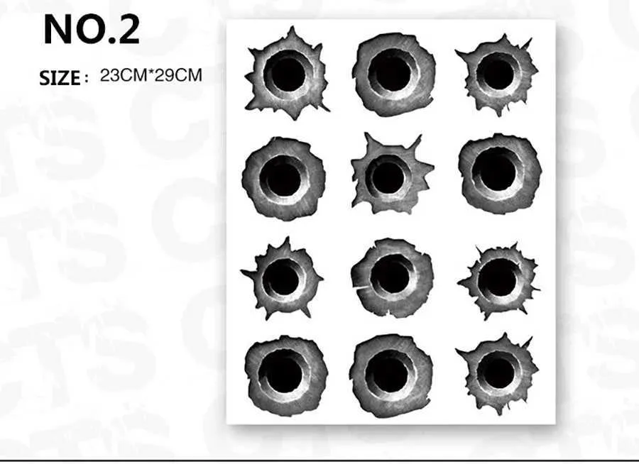 3D Simulated Bullet Hole Car Sticker 23 × 29 cm Glue Sticker for Roof ...