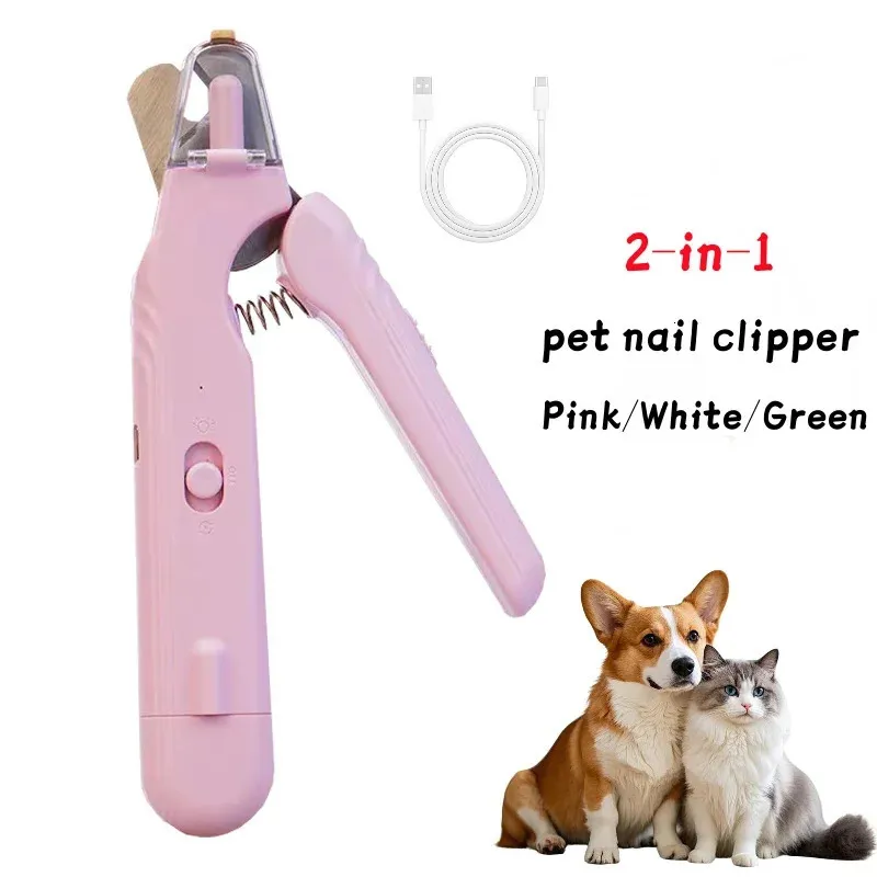 2 In 1 Pet Nail Clippers with LED Light and Blood Line Guard for Dog ...