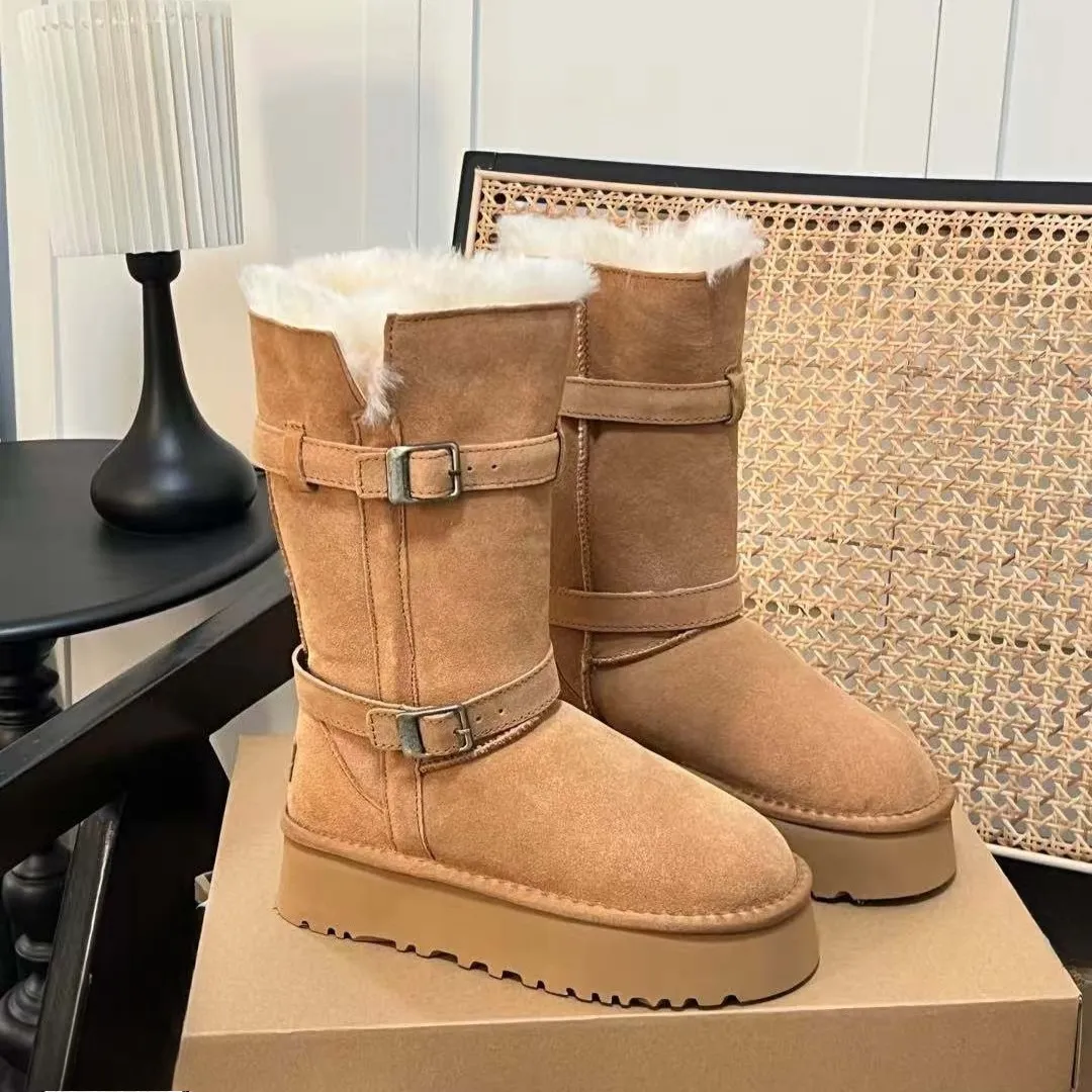 Luxury Designer Wool Womens Designer Snow Boots For Women Chunky Knee ...