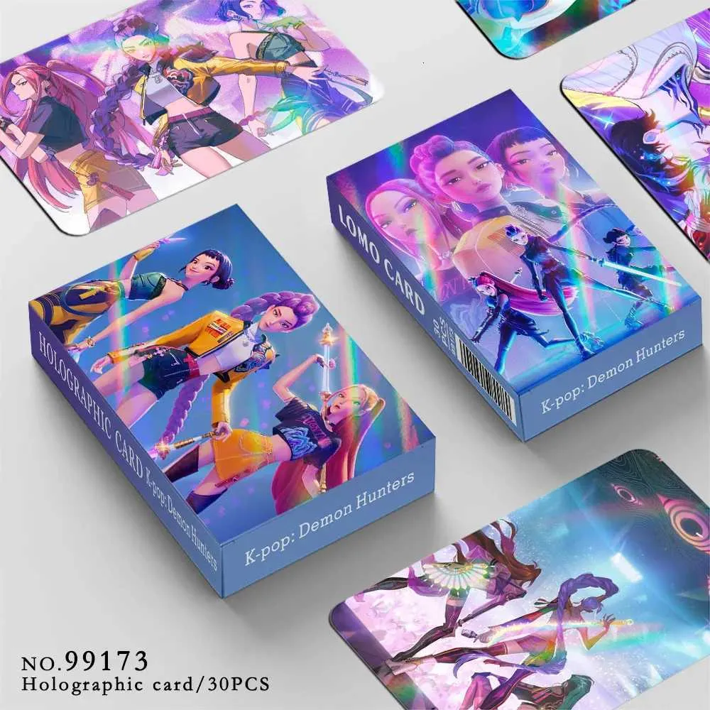 Kpop Demon Hunters 30 Laser Cards K POP Witch Hunt Cartoon Series Hair ...