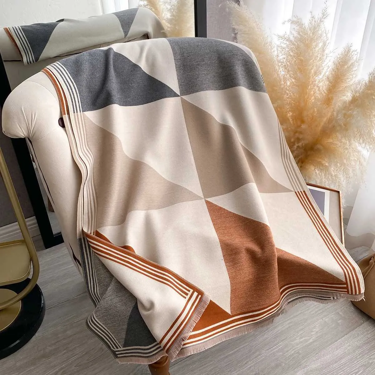 Luxury Brand Full-Size Acrylic Blanket Shawl for Women Warm Pashmina ...