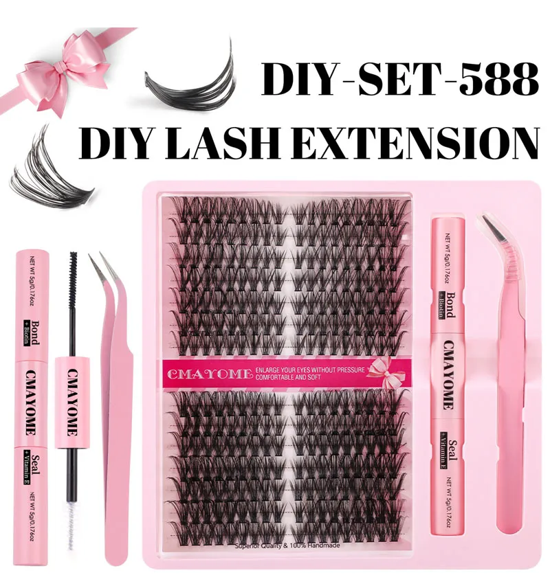 DIY False Eyelashes Thick Fluffy Cluster Lashes Kit Slender Dense ...