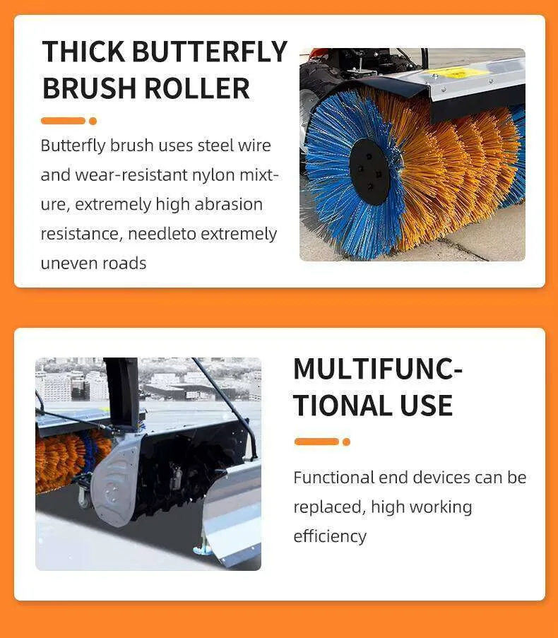 Versatile snowplow machine with 15 horsepower and 50 cm roller brush ...