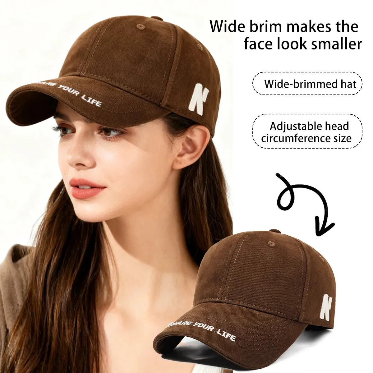 Large Head Circumference Embroidered Baseball Cap with Large Brim for ...