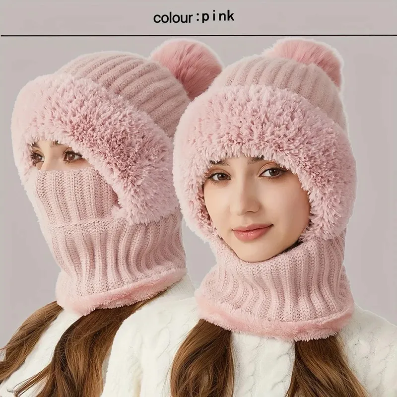 3 In 1 Thickened Silk Knitted Hat Scarf Mask Onepiece Winter Windproof ...