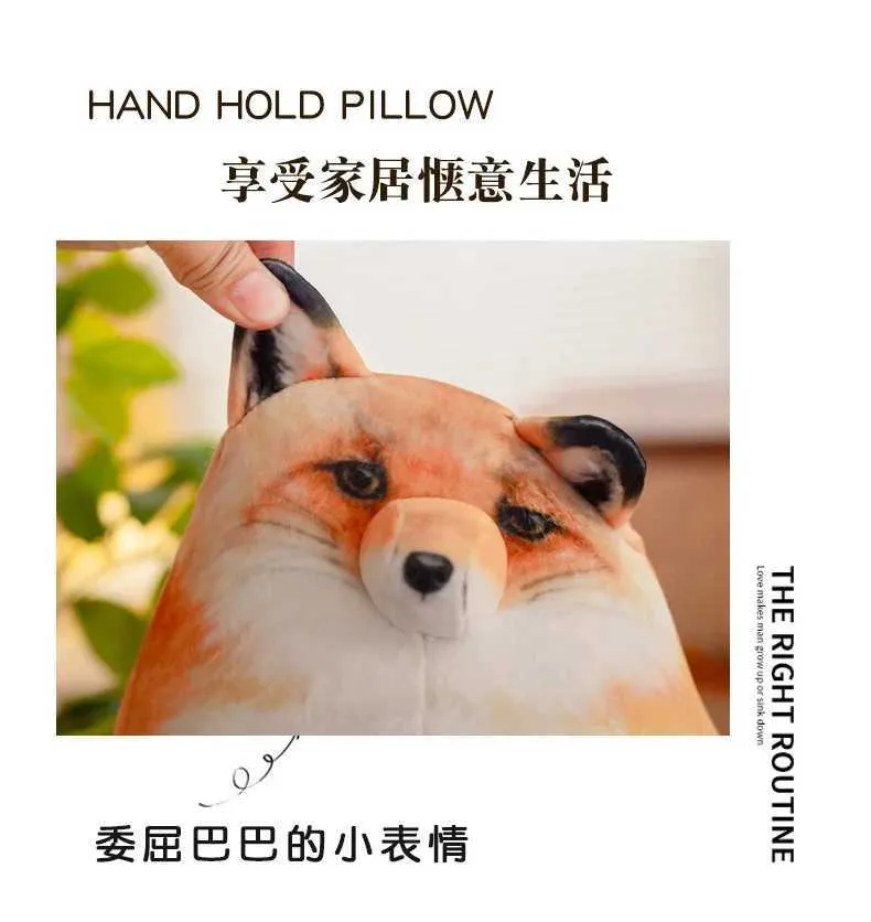 Simulation 3D Print Fox Cat Plush Throw Pillow Toy Stuffed Animal ...