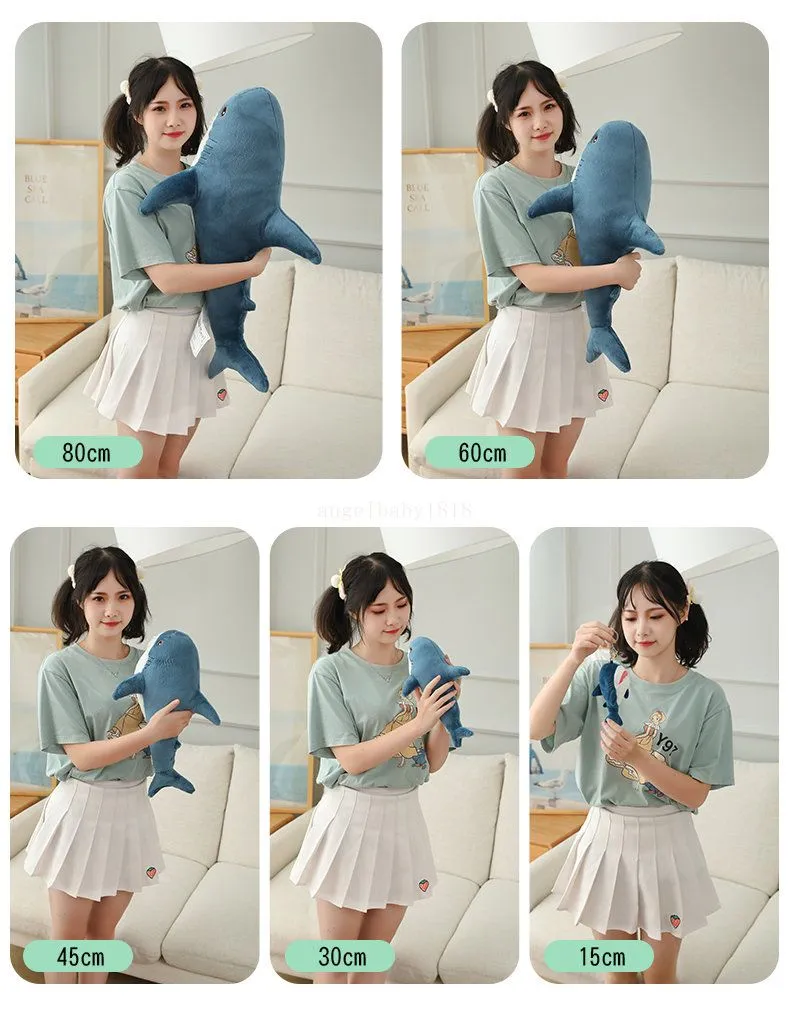 Blue Shark Plush Toy 20-39 in 50-100 cm Soft Stuffed Animal for Kids ...