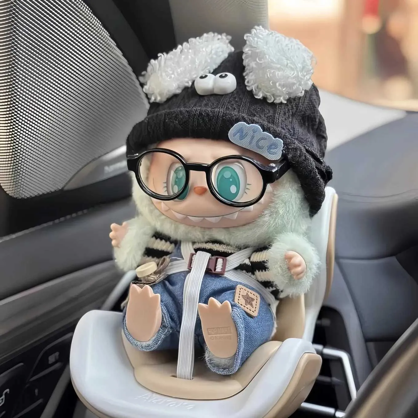 Mini Doll Car Seat for Labubu 15 to 17 cm with Air Vent Clip Pink Car ...