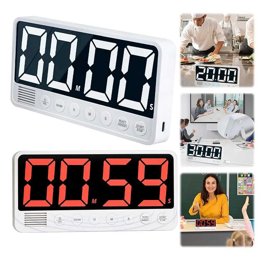 Digital Timer USB Rechargeable Count Up/Down Timer LED Display Kitchen ...