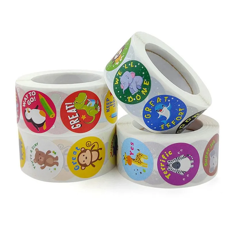 /roll Round Animal Stickers 1 Inch Self-Adhesive Paper Labels for ...