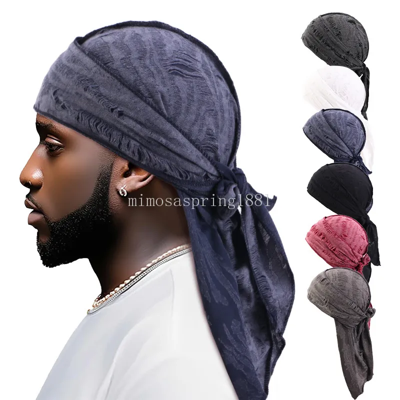 Long Tail Unisex Jersey Cotton Doo Rag Durag Bandanas Cap Pirate Hat ...