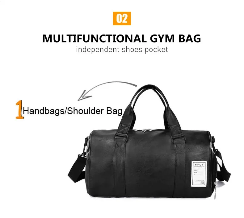 Gym Bag PU Leather Sport Bag for Men with Computer Interlayer Interior ...