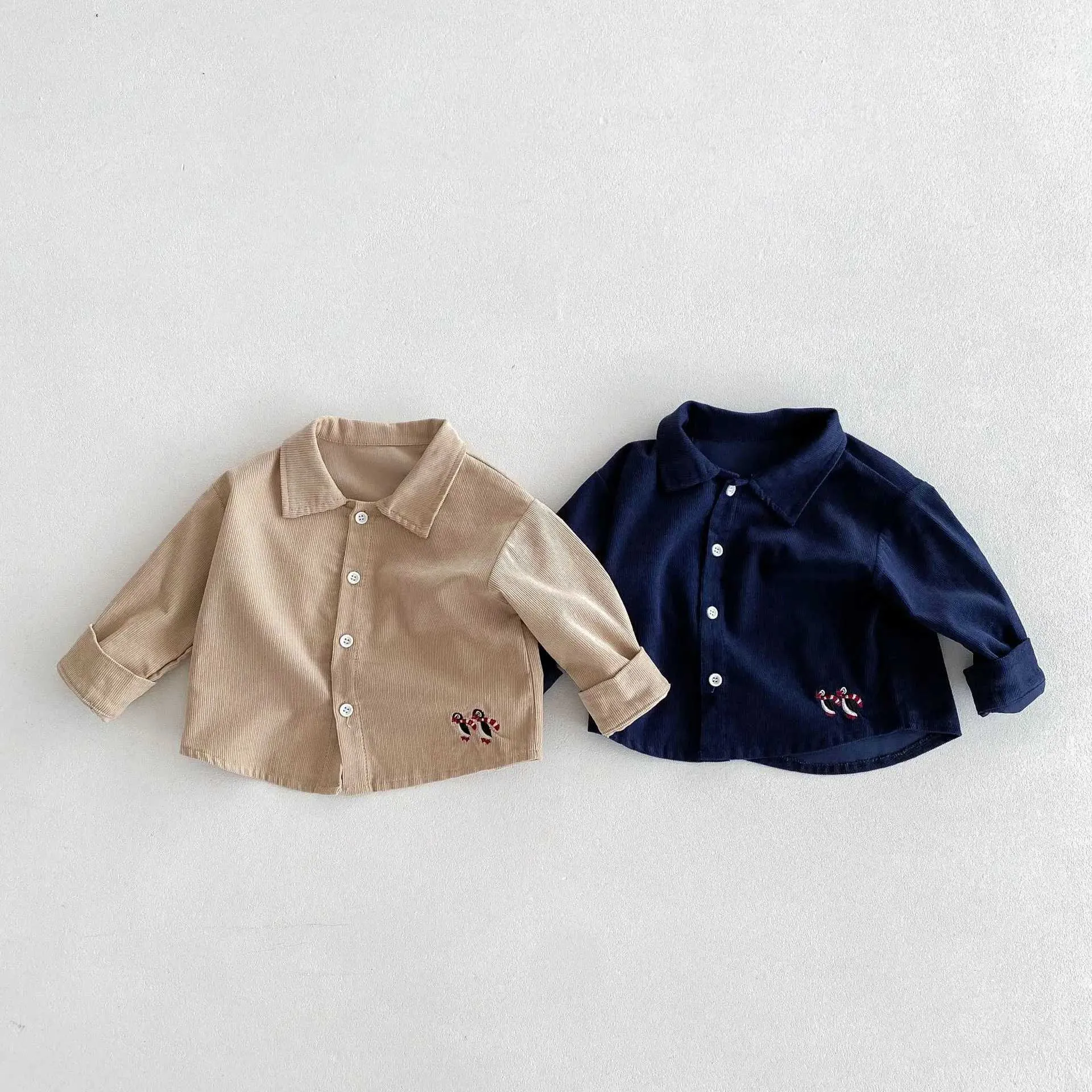 Children's cotton blend corduroy shirt with turn-down collar for ages 0 ...