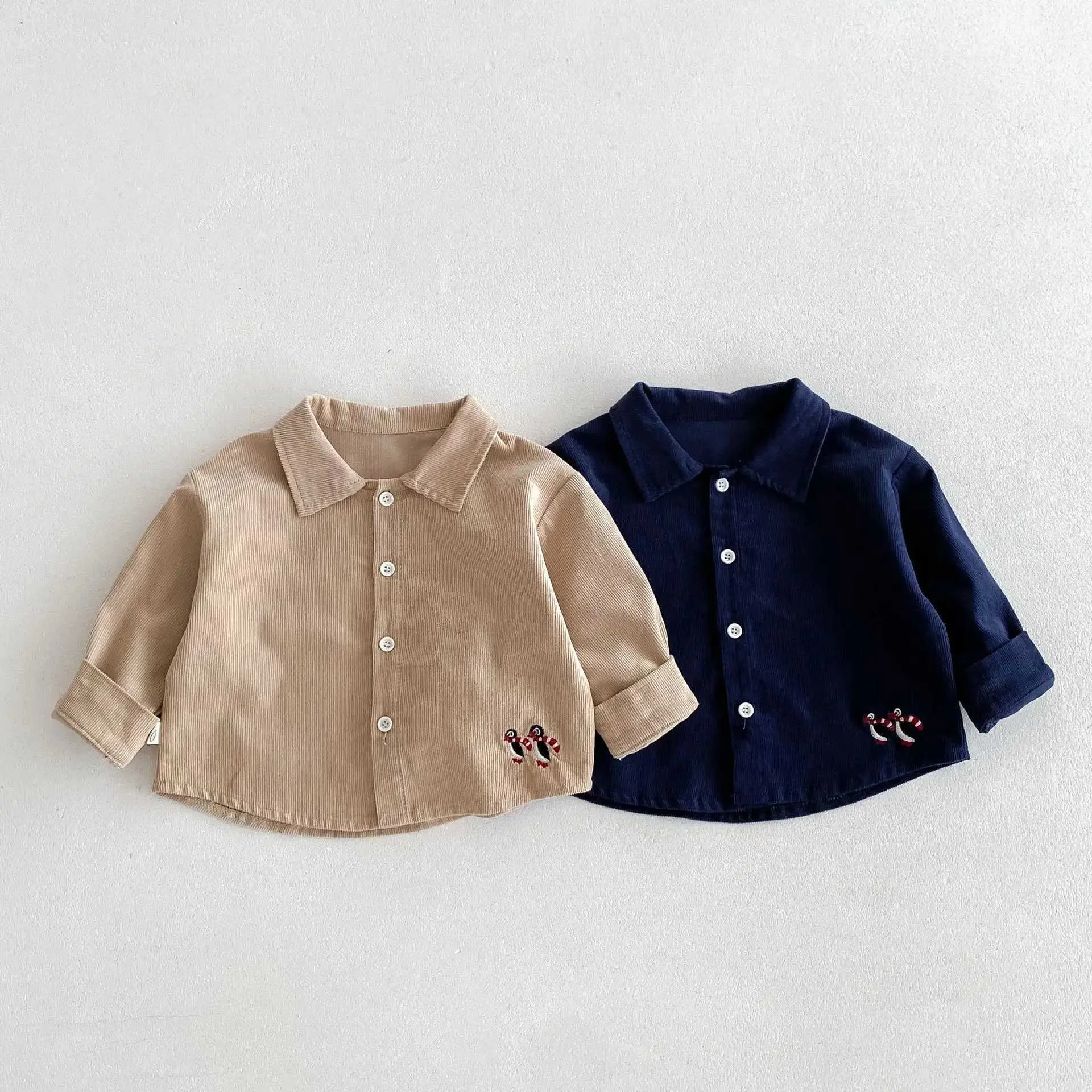 Children's cotton blend corduroy shirt with turn-down collar for ages 0 ...