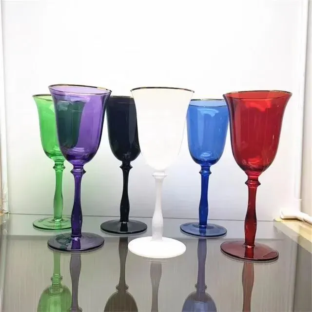 Colored Red Glass Goblet Wine Glass 51-100ml for Wedding Party and Bar ...