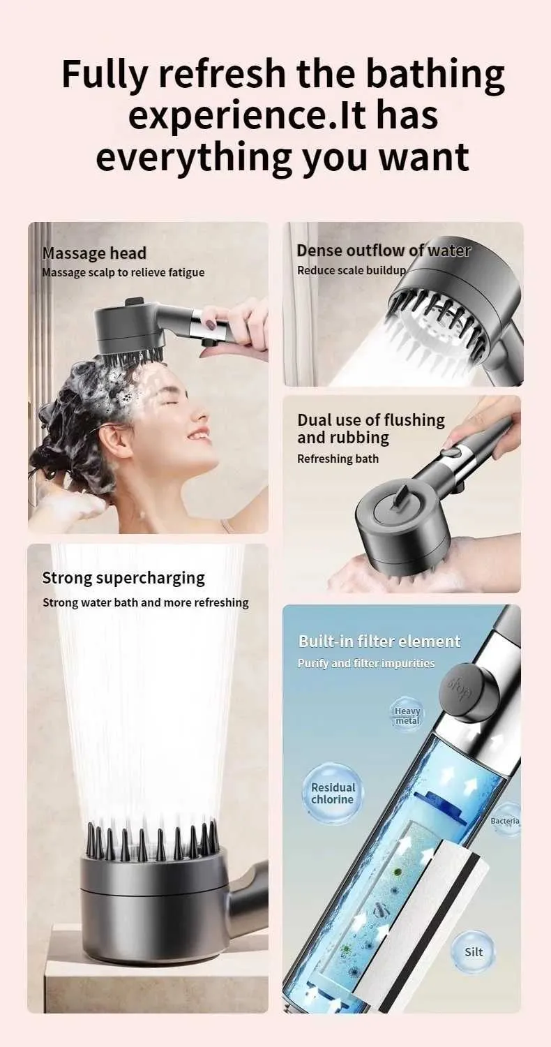 Home Bathroom Shower Head Set with Pressure Boost for Hot Water Heater ...