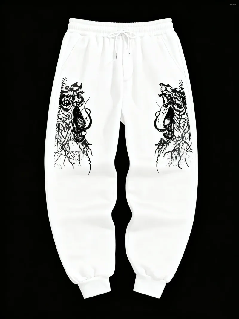 Men's Polyester Sweatpants with 3D Skeleton Print Zipper Fly Low Waist ...