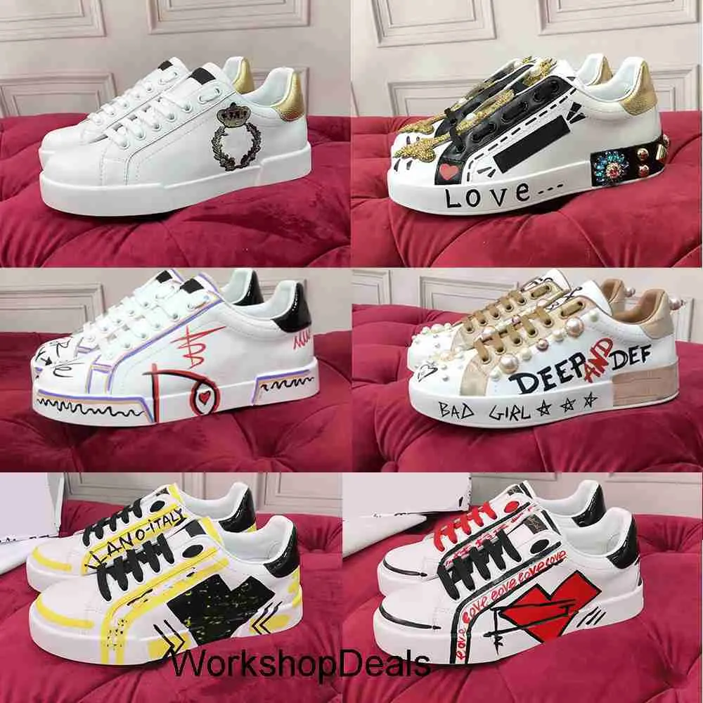 Designer DG Casual Shoes Men PU Upper Rubber Outsole White Graffiti ...