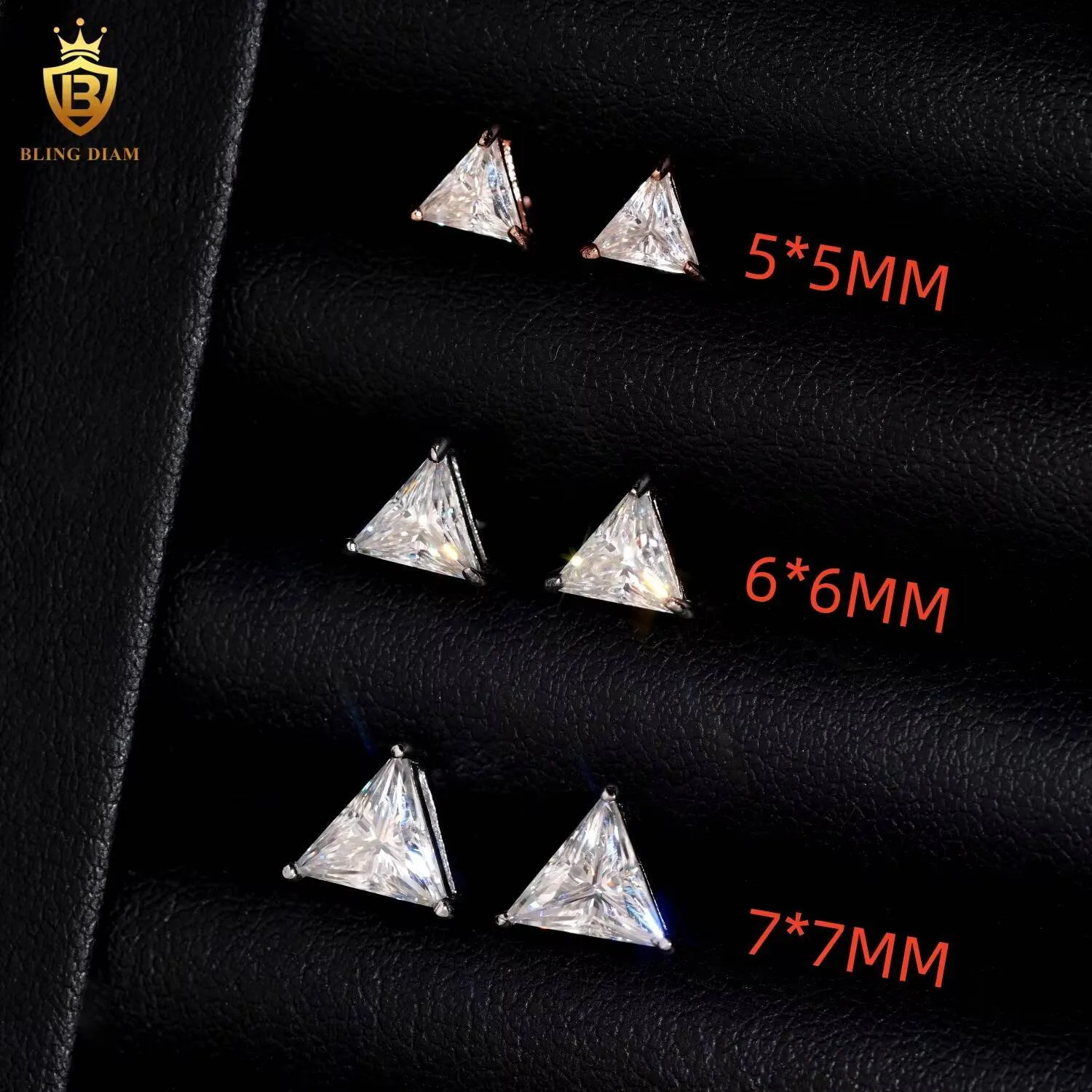 Moissanite Triangle Cut 925 Silver Stud Earrings with Gold Main ...