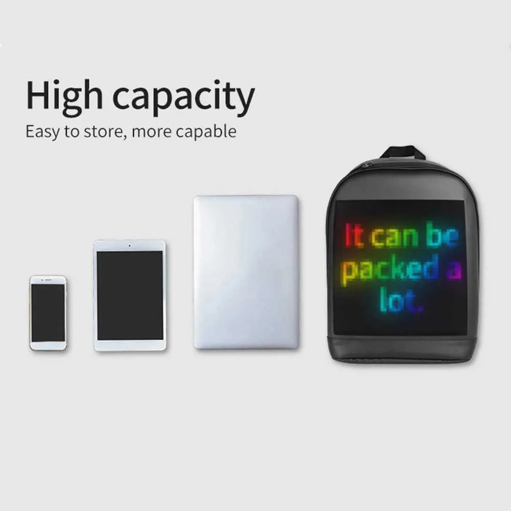 LED Screen Display Backpack Wireless Business Travel Laptop School Bag ...