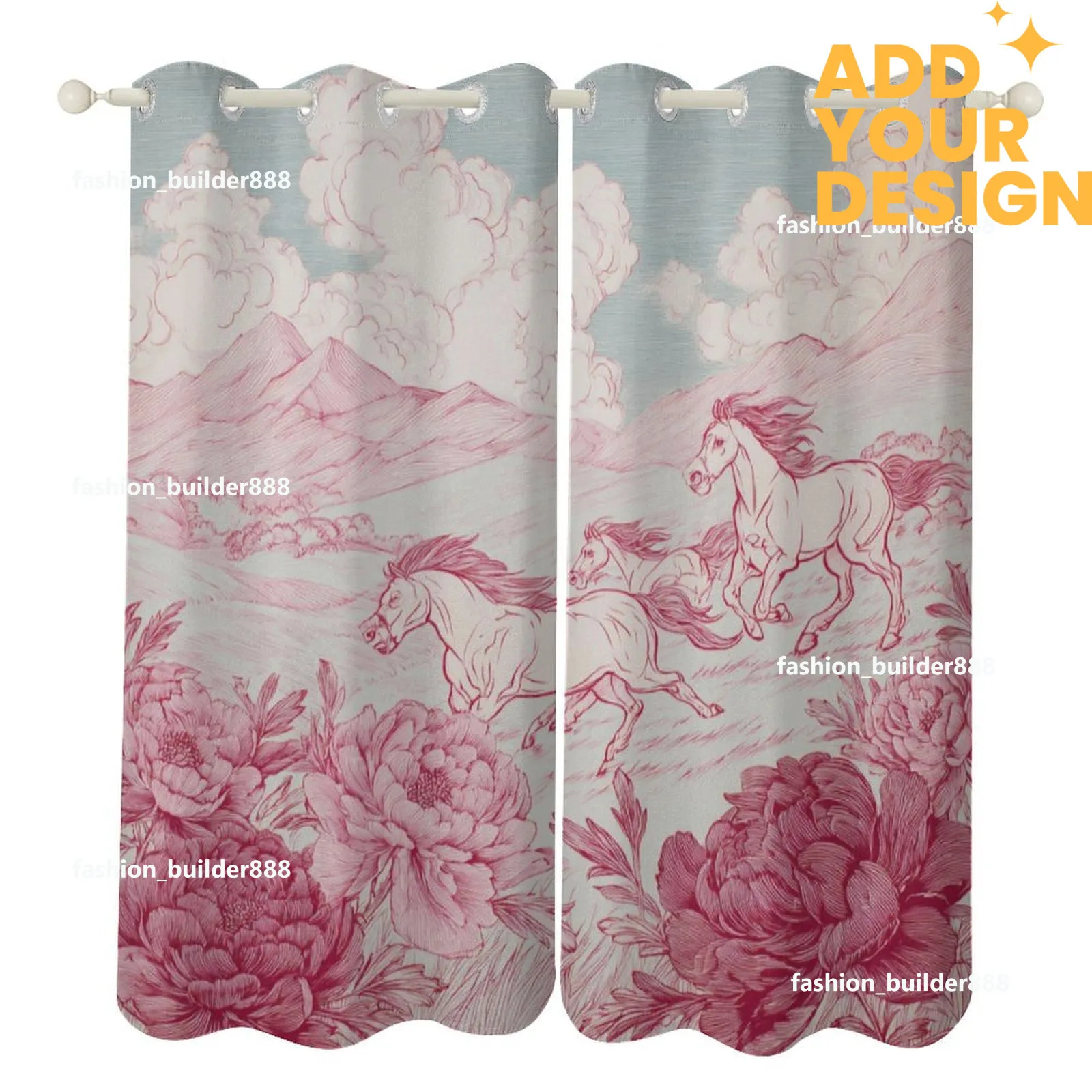 Custom Designer Blackout Curtains for Bedroom 52x72 inch 2 Panels Horse ...