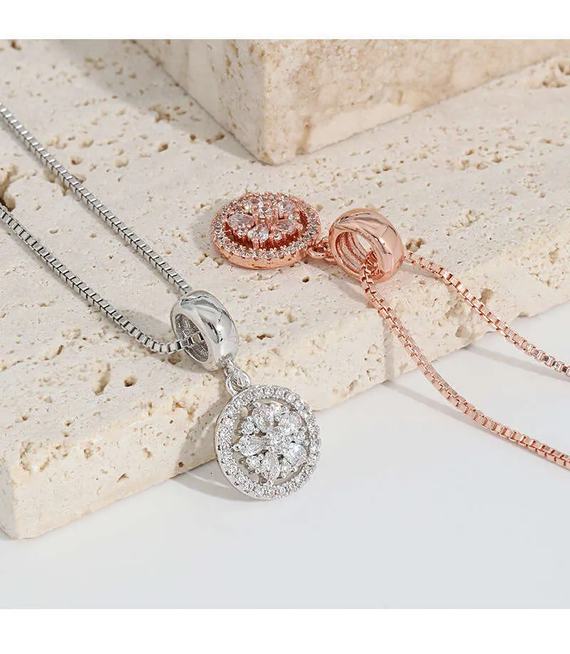 Four-Leaf Clover Round Pendant Necklace with Red Stones on 15.7 in ...