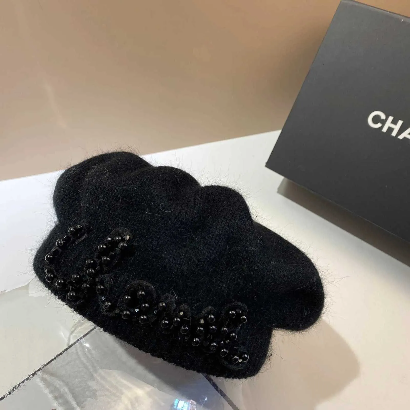 Rabbit Fur Beanie Silk Tatting Weave Warm Beret Style Hat for Men with ...