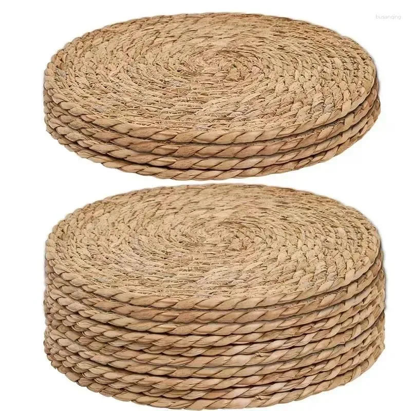 Handwoven Rattan Table Mats Heat Resistant Bamboo Placemats 12 in Round ...