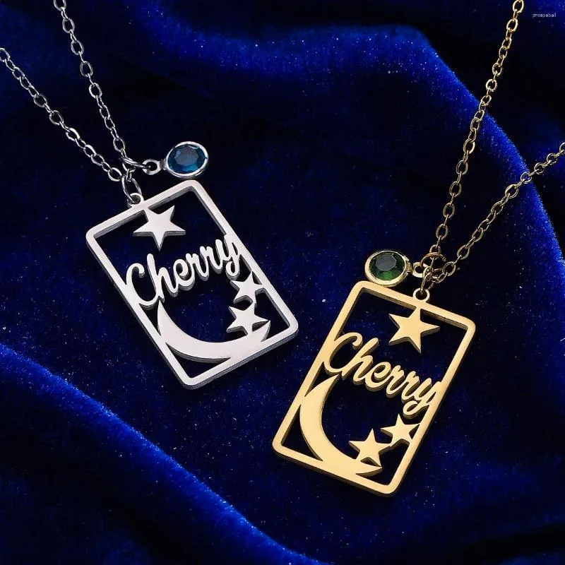 Customized Stainless Steel Pendant Necklace with Moon-Shaped Green ...