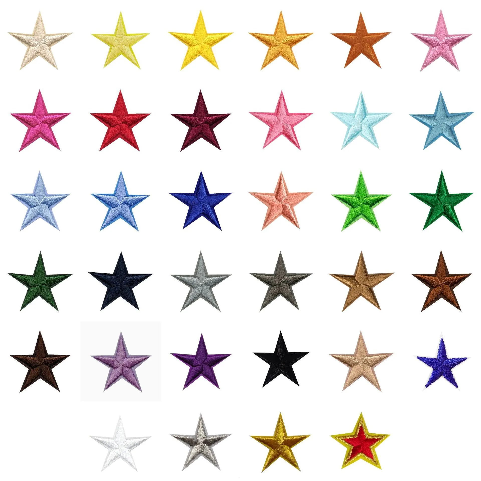 Colorful Small Five-Pointed Star Embroidered Iron-On Patches for ...