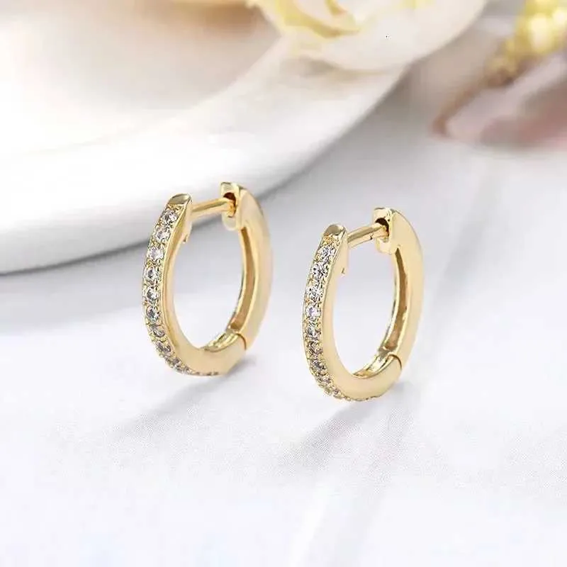 Classic Gold Color Round Hoop Earrings with Cubic Zirconia for Women ...