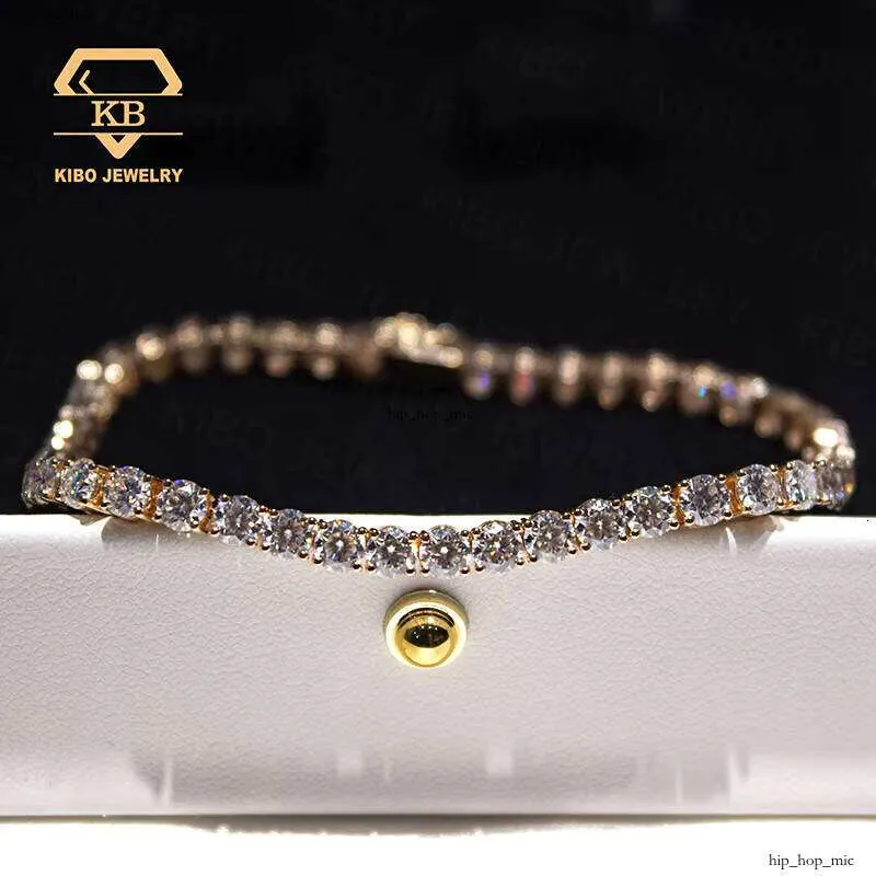 Moissanite Tennis Chain Bracelet 4MM Round White Stone 925 Sterling ...