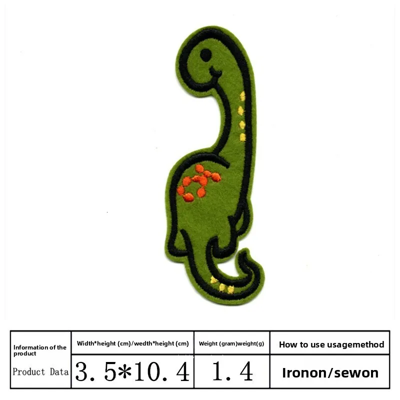 Colorful Dinosaur Fabric Cartoon Patch Sewable Iron-On Embroidered ...