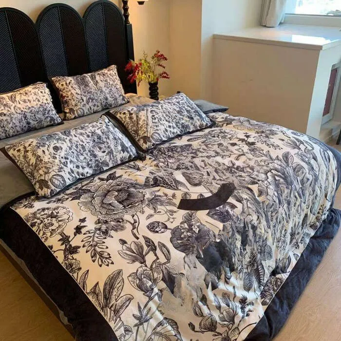 Cow Print Comforter Set Silk Linen Goose Down Filling 3-Piece Duvet ...
